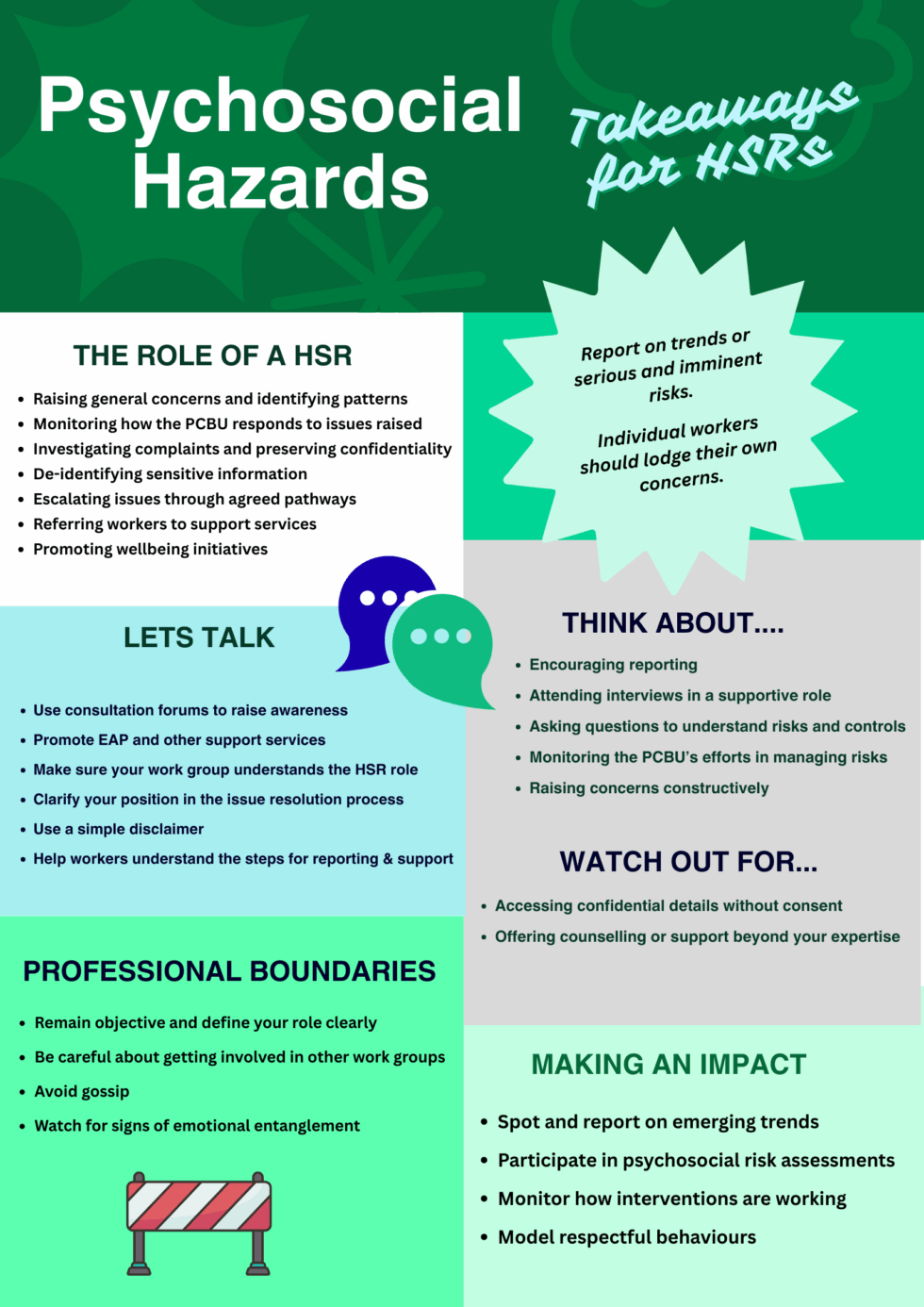 Psychosocial Hazards : Takeaways for HSRs – Infographic | Crest Training